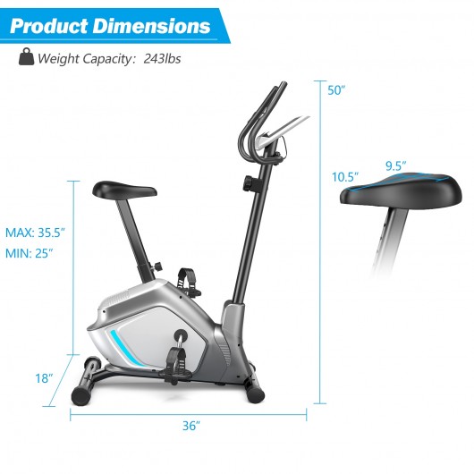 Magnetic Stationary Upright Exercise Bike with LCD Monitor and Pulse ...